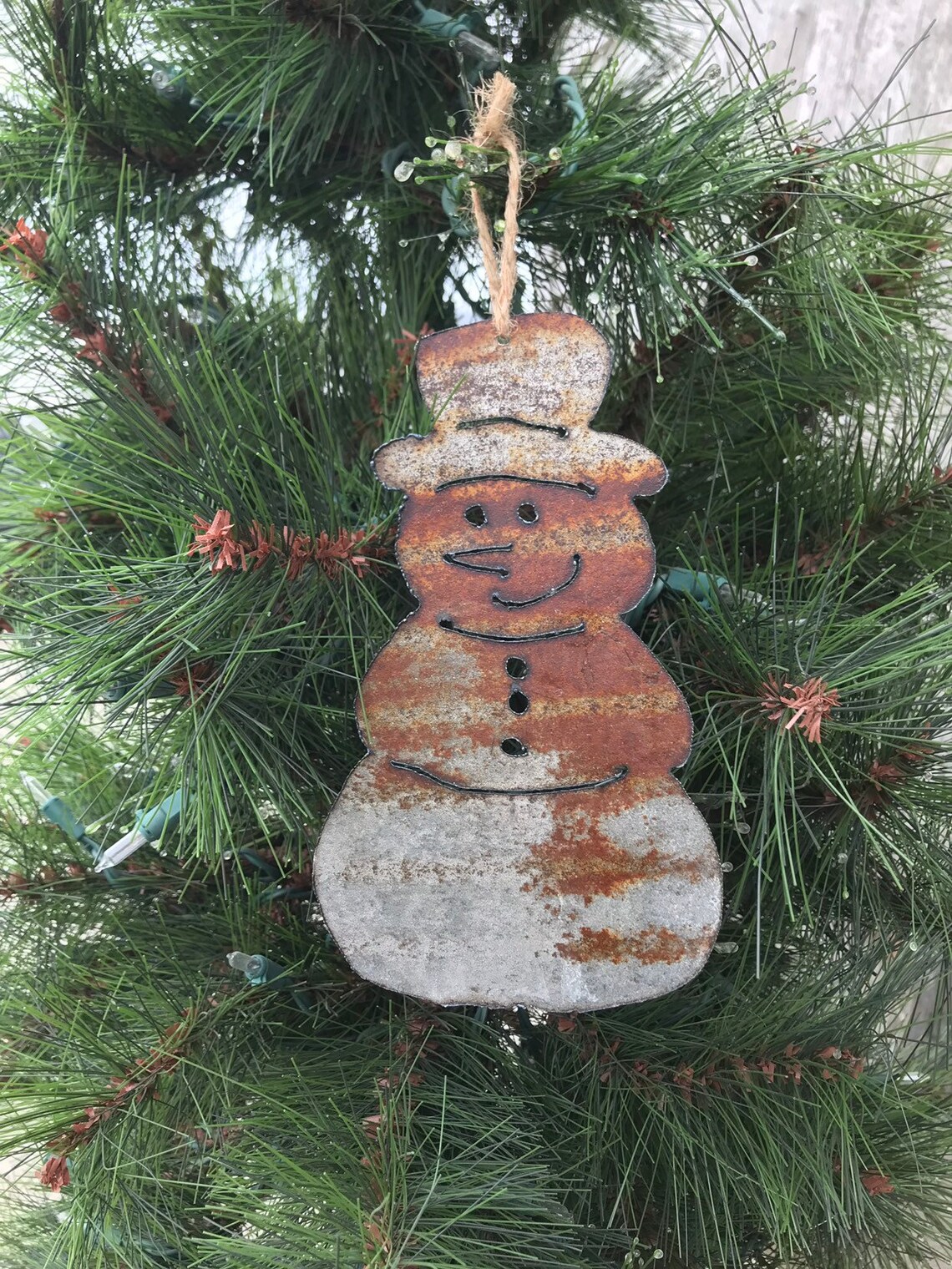 Tin Snowman Ornament / Handmade Christmas Ornaments / Snowman - Etsy