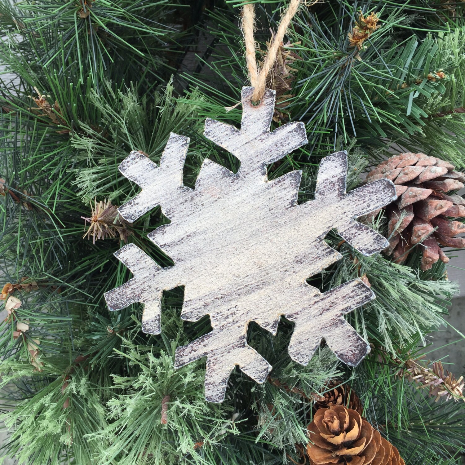 Tin Snowflake Ornament / Hand Painted Snowflake Ornament / - Etsy