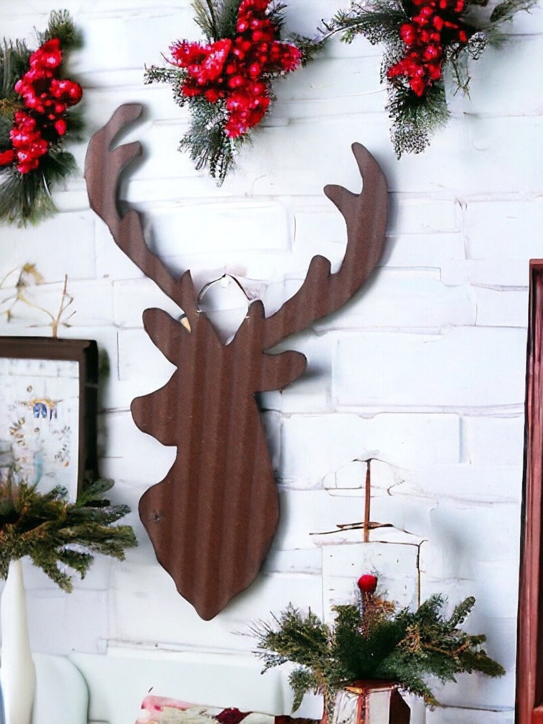 Corrugated Tin Deer Bust / Rusty Tin Deer Bust / Metal Deer Bust - Etsy