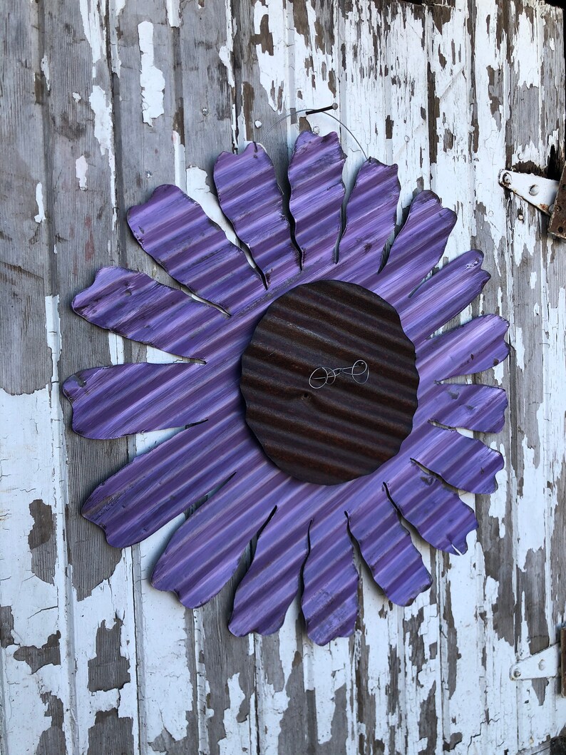 Purple Corrugated Tin Daisy / Corrugated Tin Flowers / Rustic Tin Daisy ...