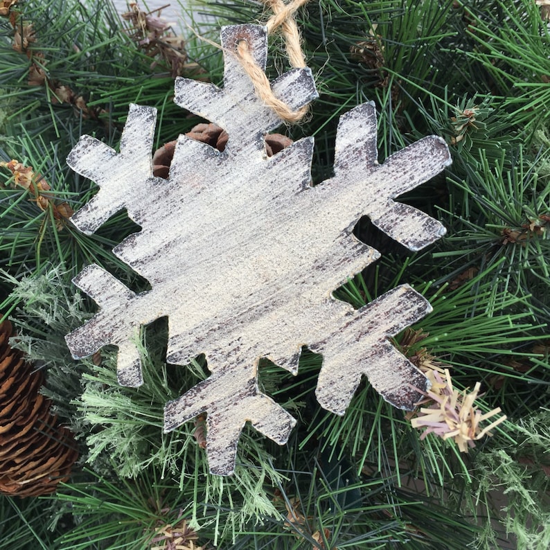 Tin Snowflake Ornament / Hand Painted Snowflake Ornament / - Etsy