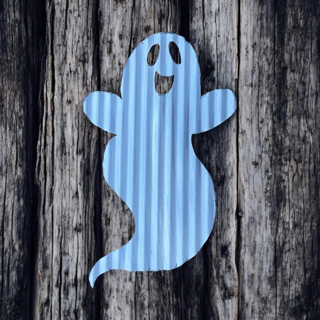 Corrugated Tin Ghost / Tin Halloween Decor / Rustic Tin Ghost - Etsy