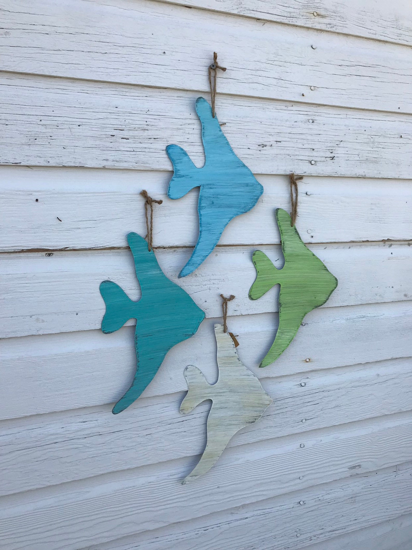 Handmade Tin Angelfish Wall Hanging / Beach Bathroom Decor / | Etsy