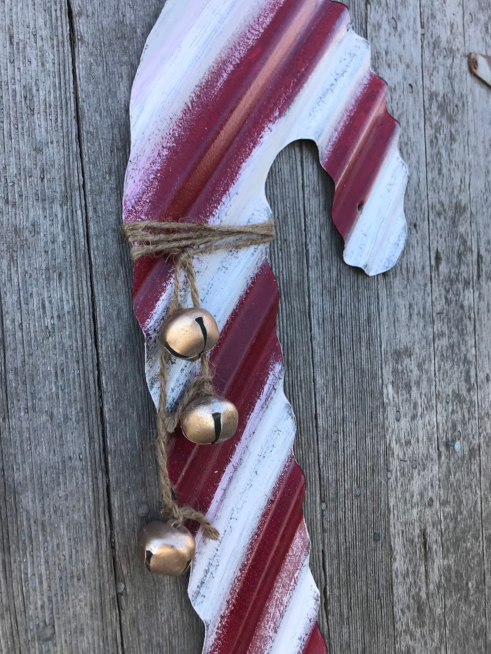 Corrugated Tin Candy Cane Metal Candy Cane Tin Christmas - Etsy