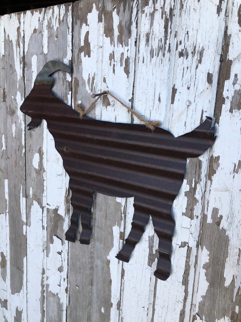 Corrugated Tin Goat / Rustic Farm Decor / Metal Goat - Etsy