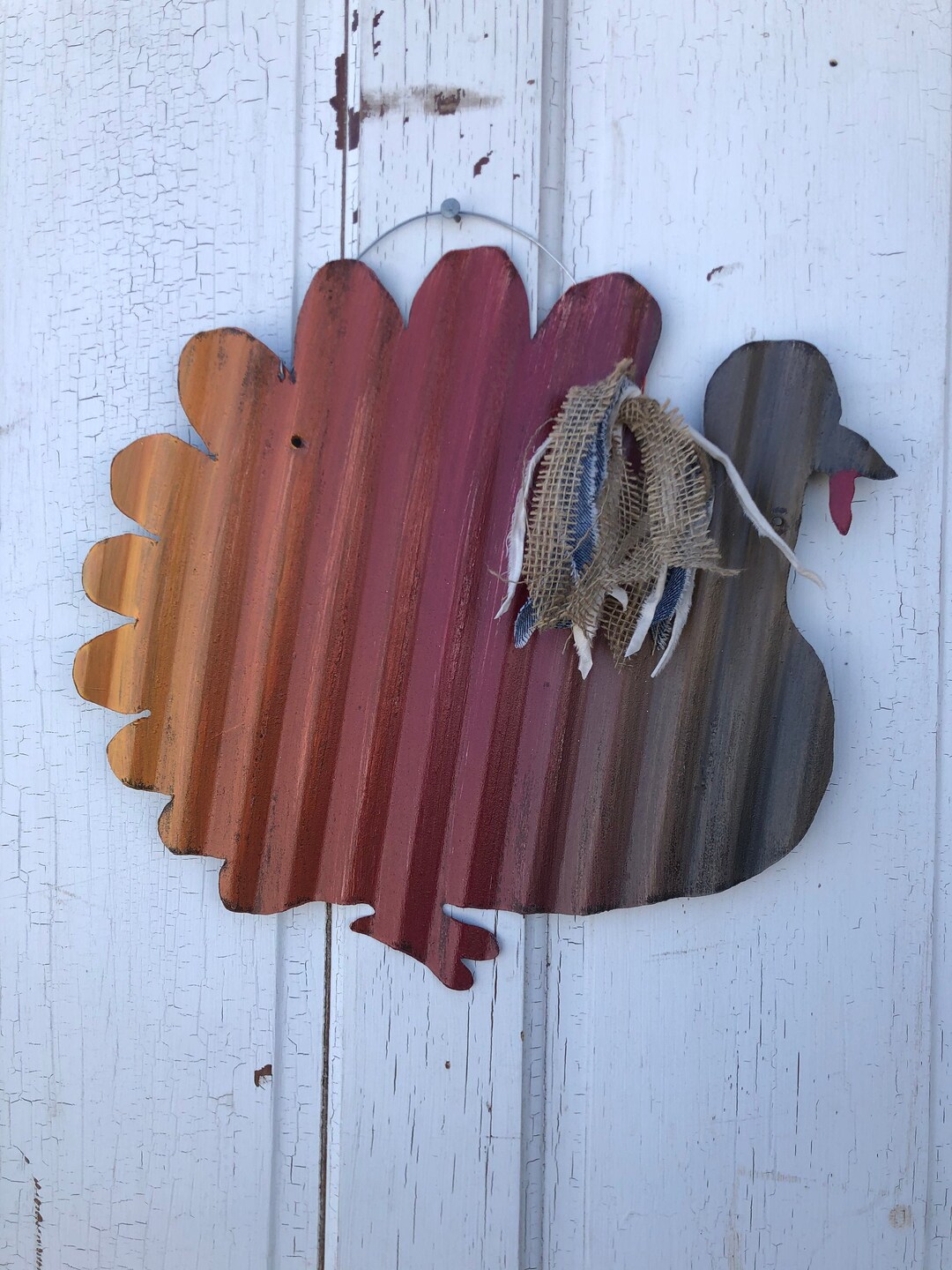Corrugated Tin Turkey / Rustic Tin Turkey / Tin Thanksgiving Decor ...