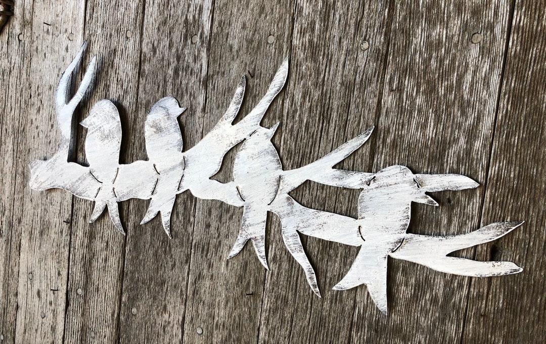 Vintage Tin Birds / Rusty Tin Birds on a Branch / Rustic Tin Bird ...