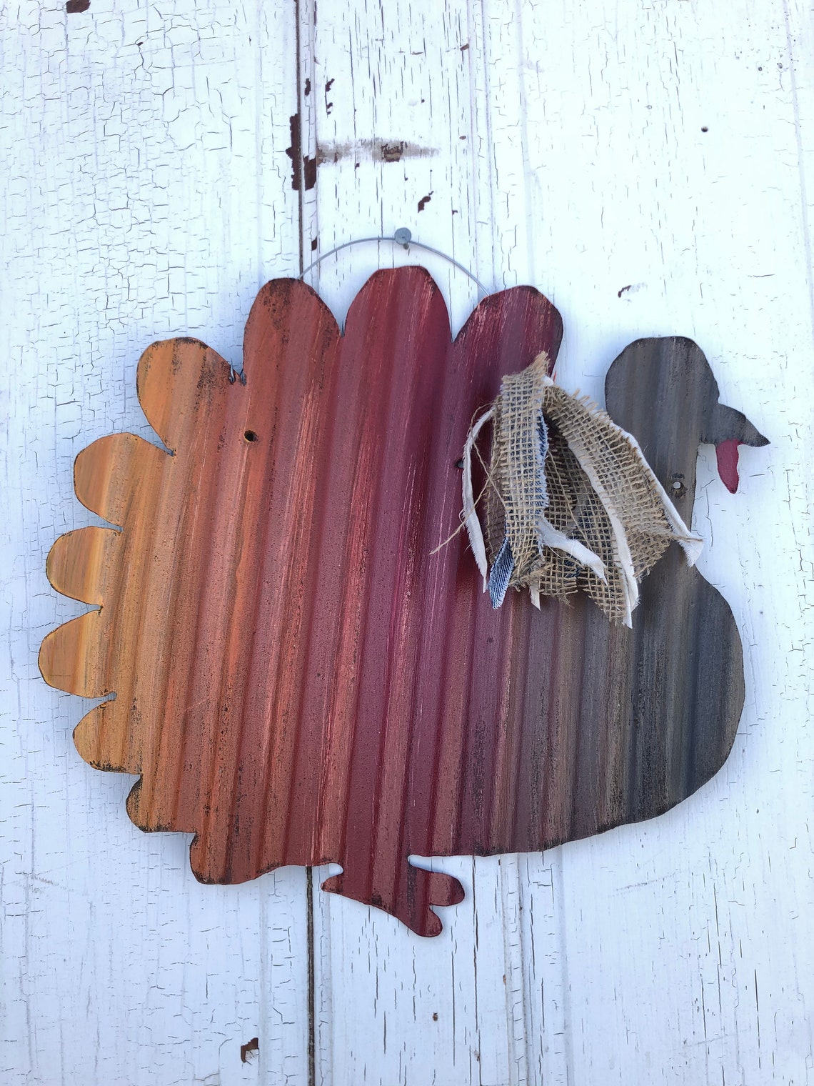 Corrugated Tin Turkey / Rustic Tin Turkey / Tin Thanksgiving | Etsy