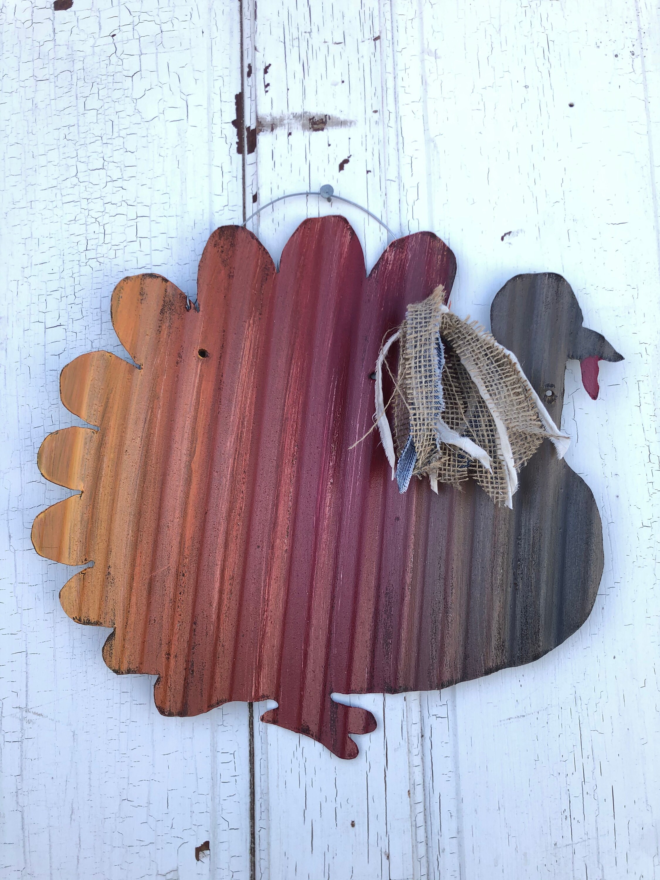 Corrugated Tin Turkey / Rustic Tin Turkey / Tin Thanksgiving - Etsy