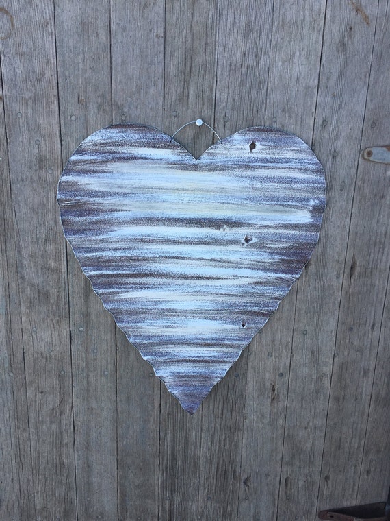 Medium sized round heart rustic tin heart rustic wedding | Etsy