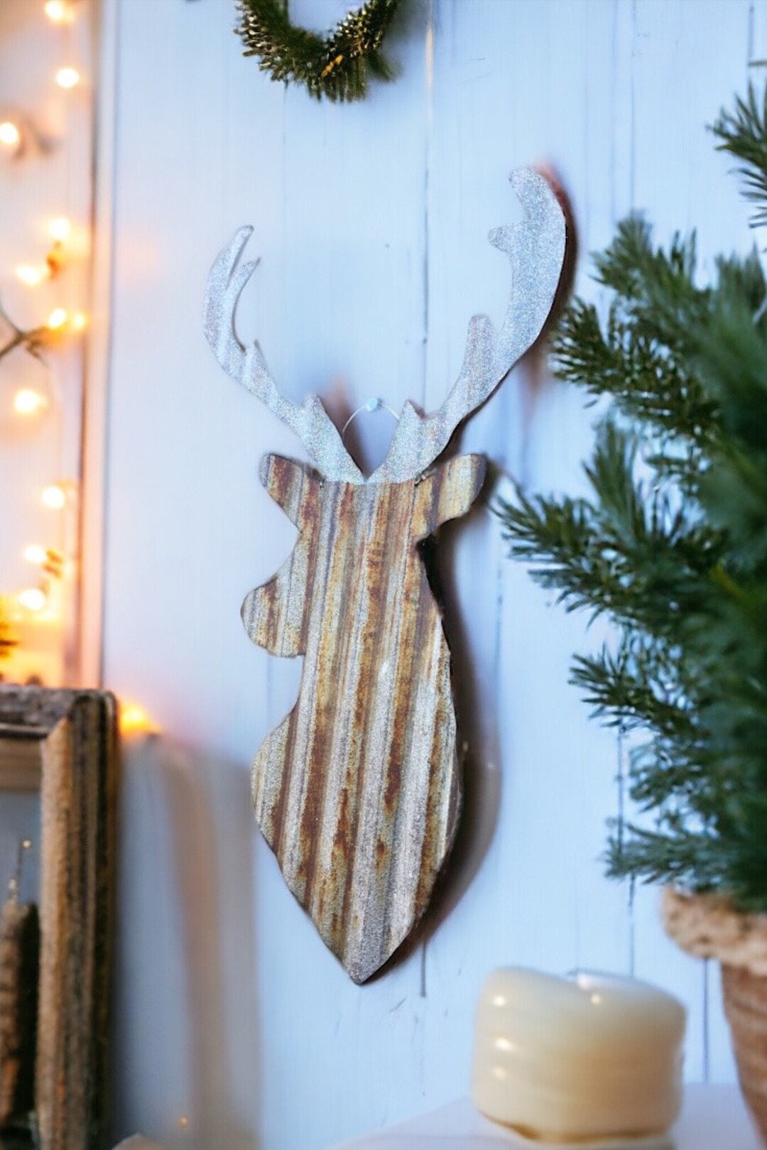 Corrugated Tin Deer Bust / Rustic Tin Deer Bust / Deer Bust - Etsy