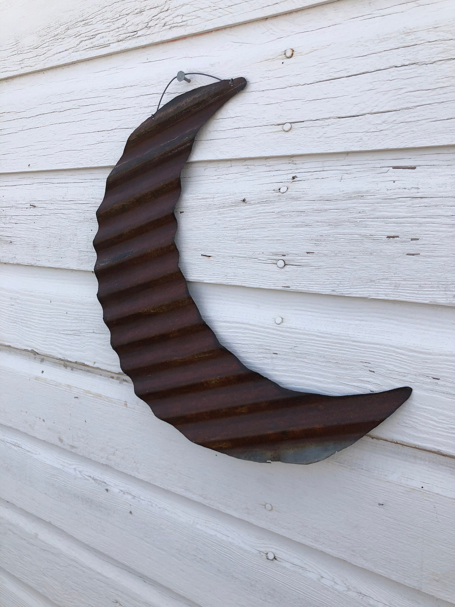 Handpainted Corrugated Tin Moon / Rustic Tin Moon / Metal Moon - Etsy