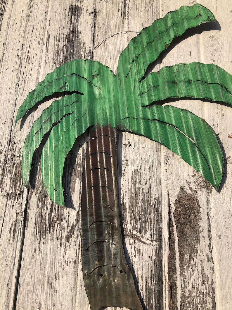 Corrugated Tin Palm Tree / Rustic Metal Palm Tree / Tin Tropical Decor ...