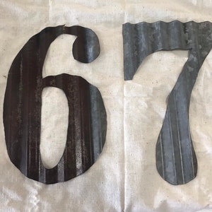 12 Inch Corrugated Tin Numbers / Rusty Tin Numbers / Corrugated Tin ...