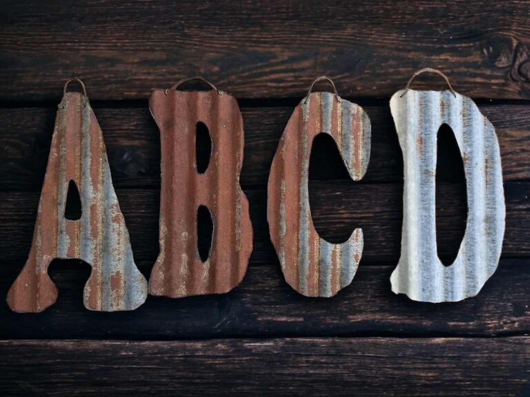 12 Inch Corrugated Tin Letters / Tin Letters A-Z / Rustic Tin Alphabet ...