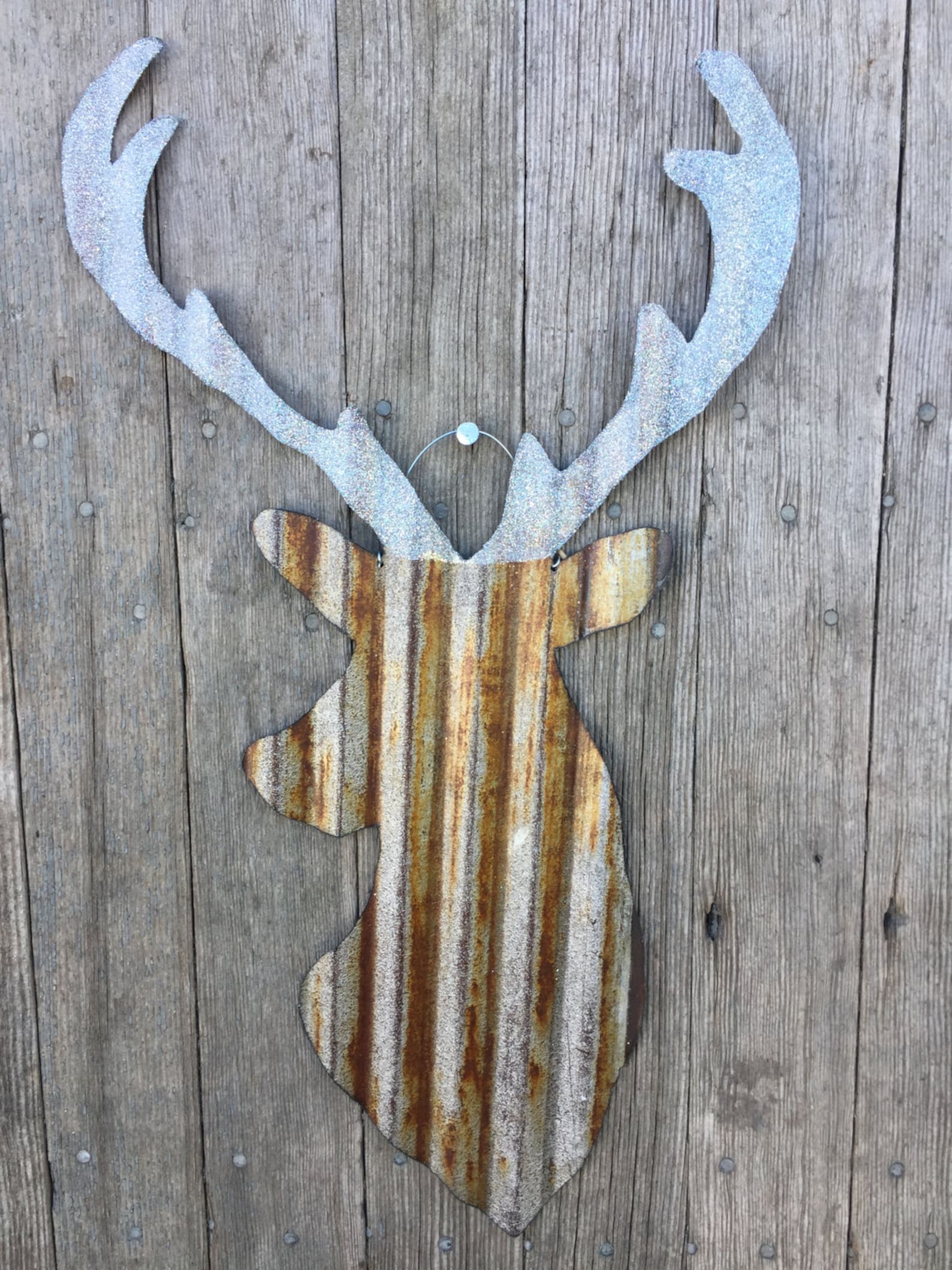 Corrugated tin deer bust / rustic tin deer bust / deer bust | Etsy