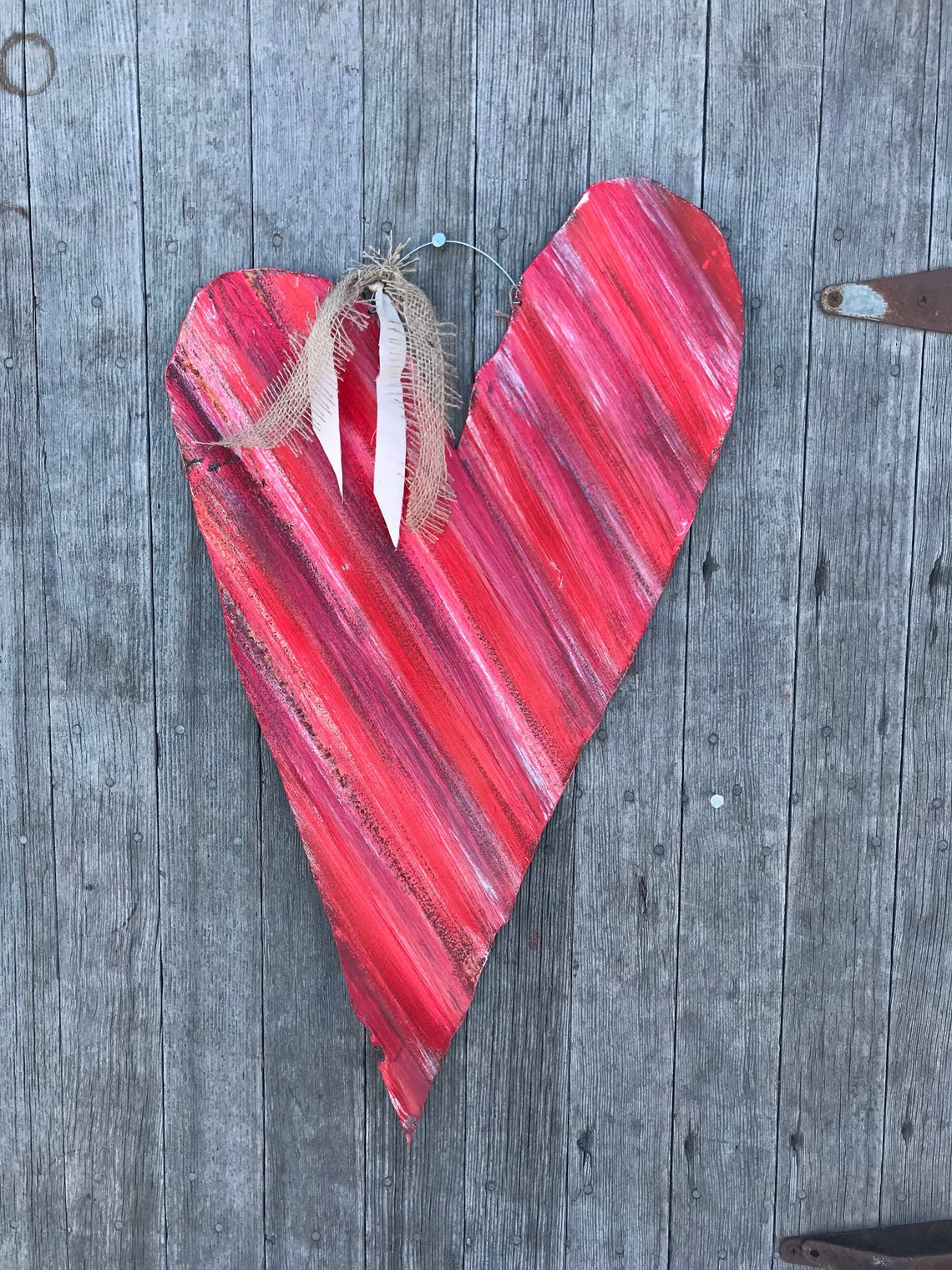 Corrugated Tin Red Heart / Corrugated Tin Valentines Heart / - Etsy