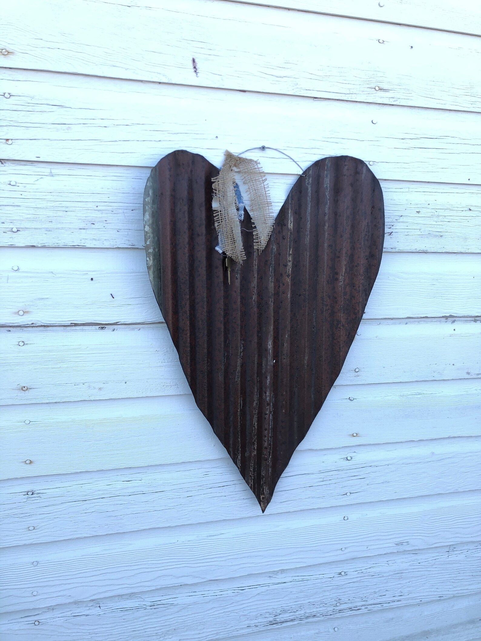 Rusty Corrugated Tin Heart / Shabby Tin Heart / Corrugated Tin Wedding ...