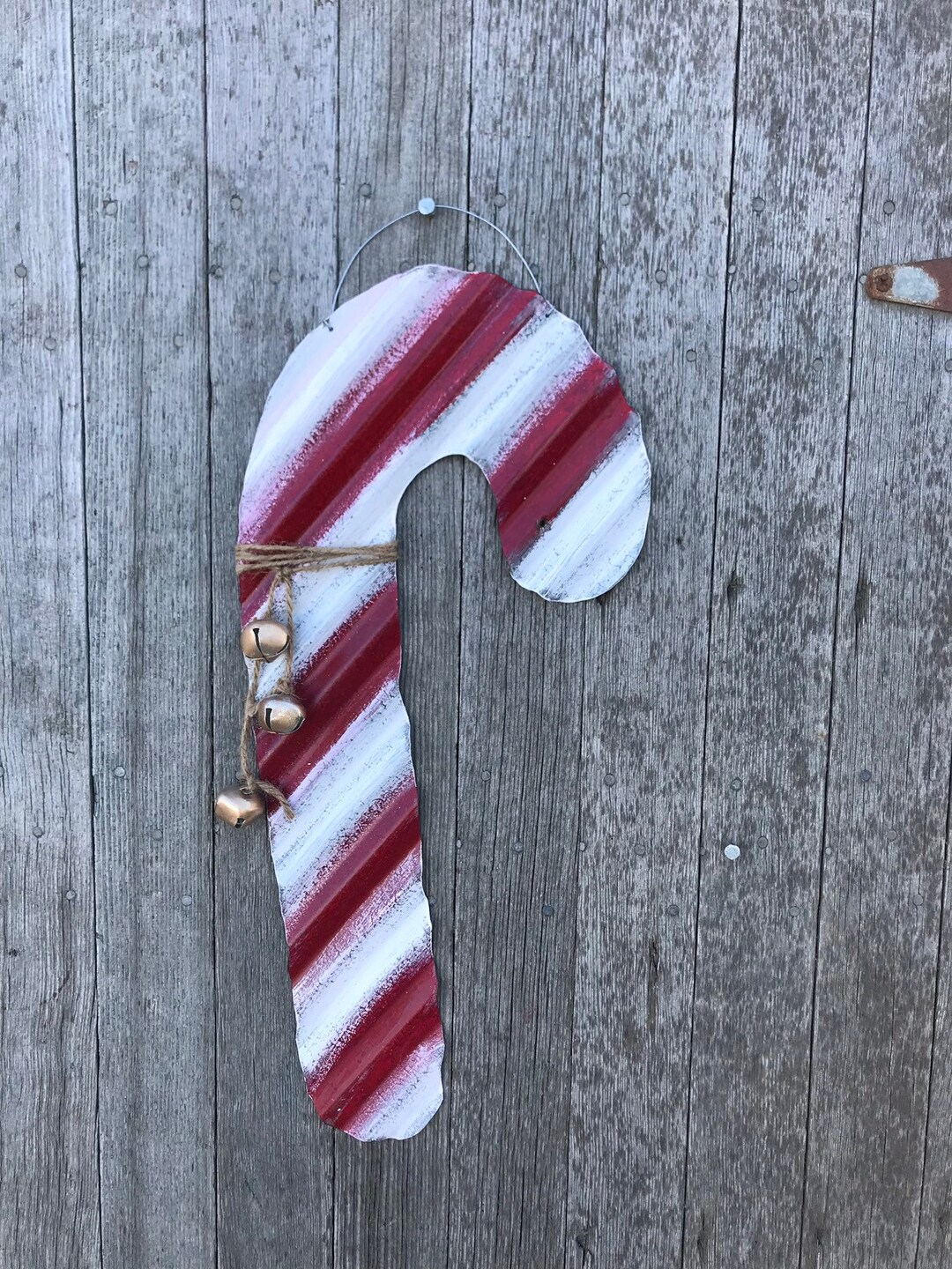 Corrugated Tin Candy Cane, Metal Candy Cane, Tin Christmas Decor - Etsy