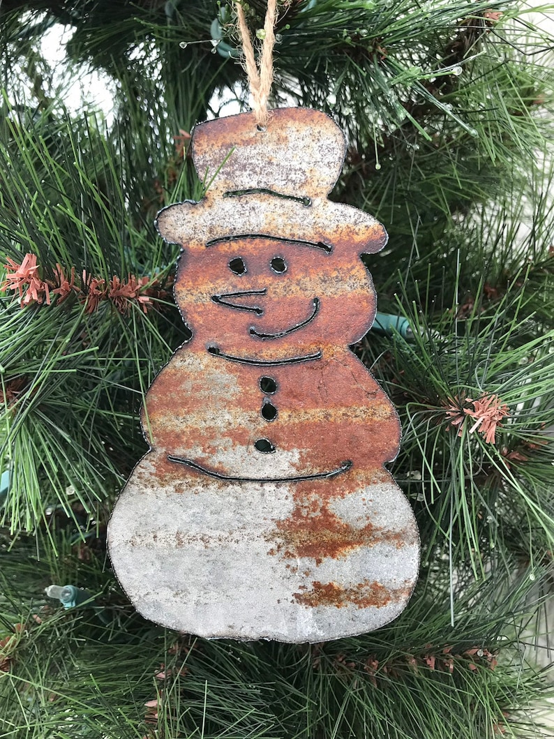 Tin Snowman Ornament / Handmade Christmas Ornaments / Snowman - Etsy