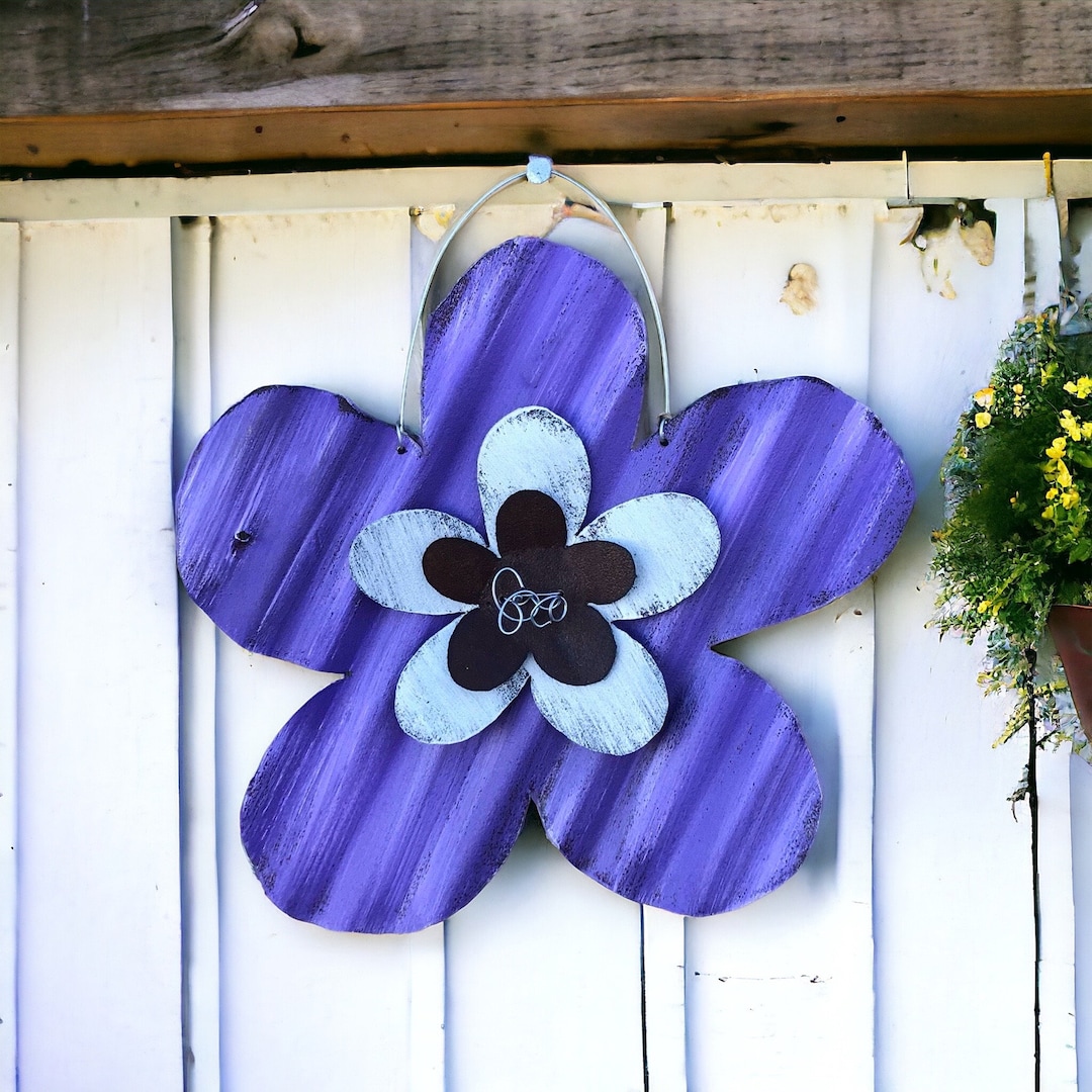 Corrugated Tin Flower / Rustic Tin Flowers / Rustic Tin Garden Decor ...