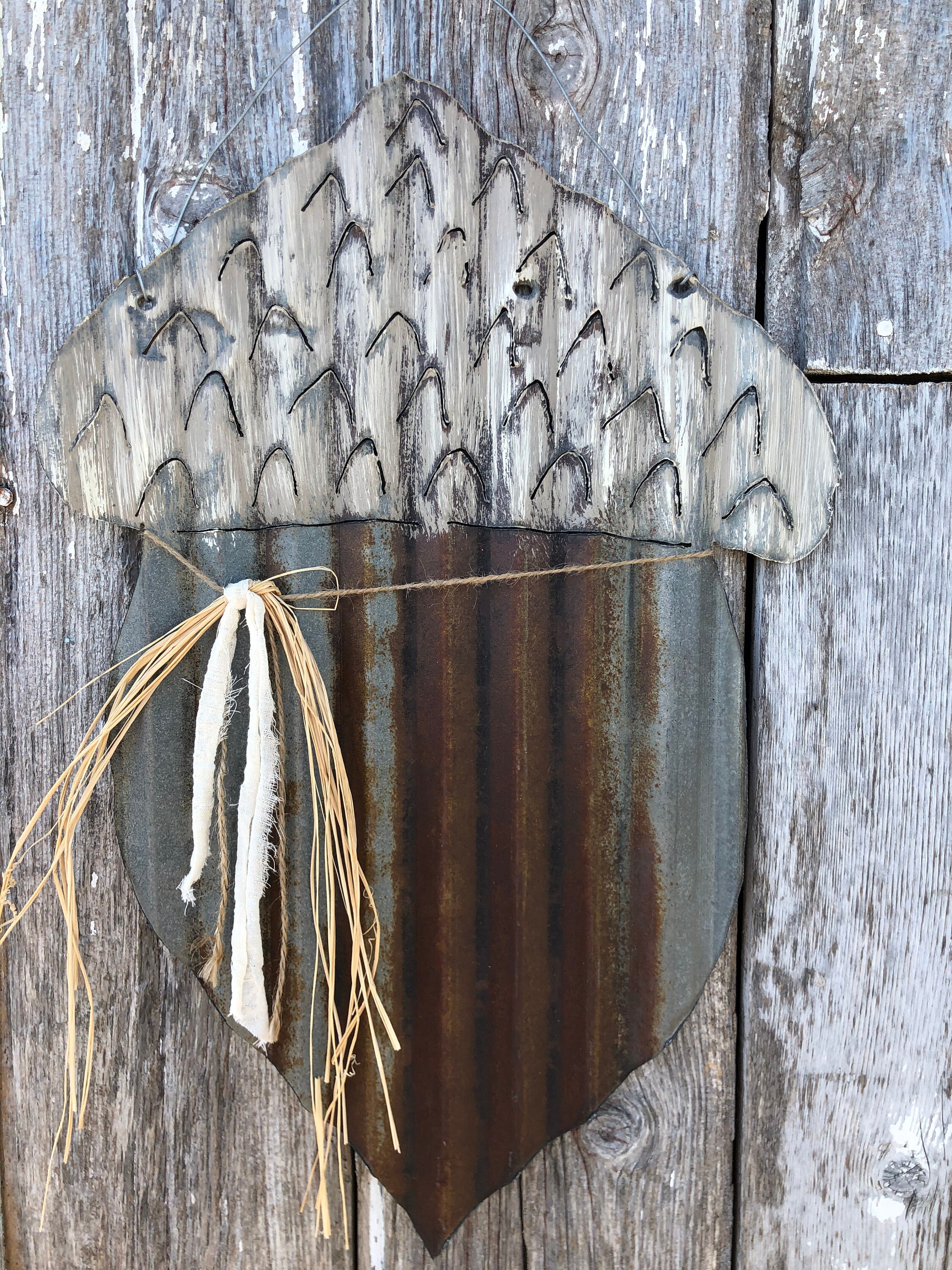 Corrugated Tin Acorn / Rustic Tin Acorn / Tin Fall Decor - Etsy