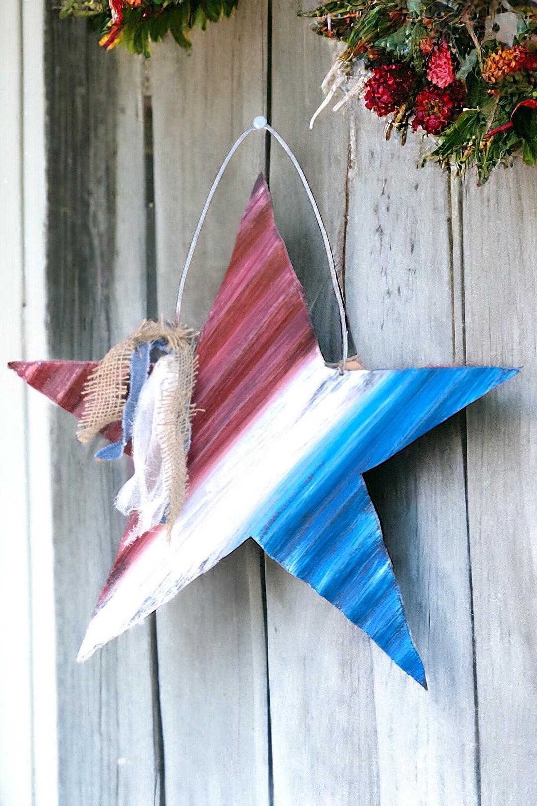Corrugated Tin Star / Patriotic Tin Star / Red White and Blue Tin Star ...