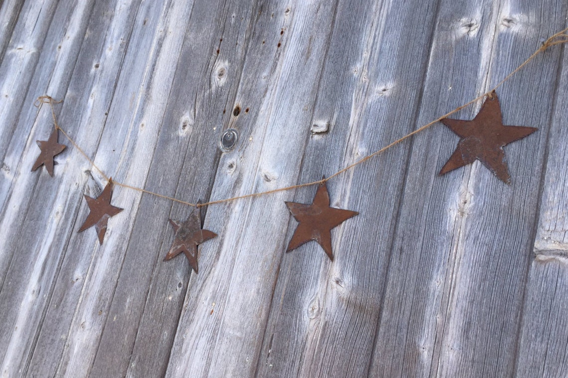 Tin Star Banner / Rusty Tin Star Banner / Rustic Christmas Stars - Etsy