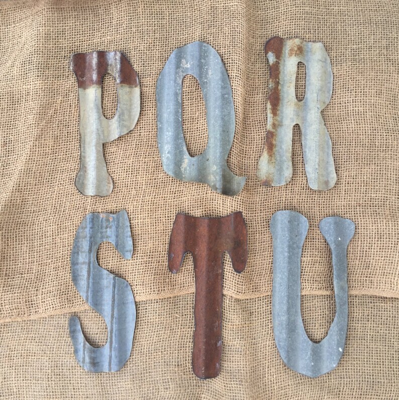 8 Corrugated Tin Letters / Rustic Tin Letters / Rusty - Etsy