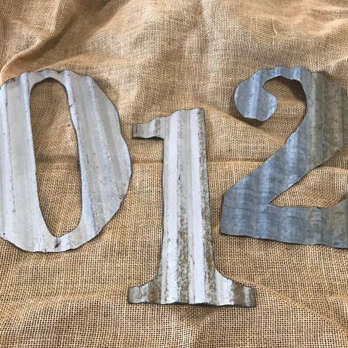 12 Inch Corrugated Tin Numbers / Rusty Tin Numbers / - Etsy
