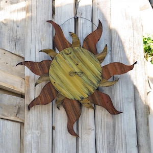 Handmade Corrugated Tin Sun / Handpainted Tin Sun / Metal Sun Decor ...
