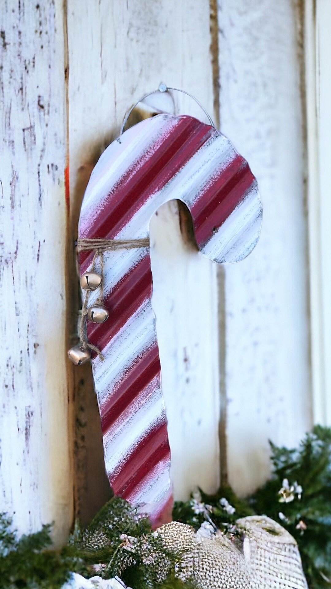 Corrugated Tin Candy Cane, Metal Candy Cane, Tin Christmas Decor - Etsy
