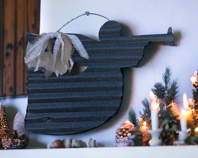 Large Tin Angel With Trumpet Ornament - Etsy