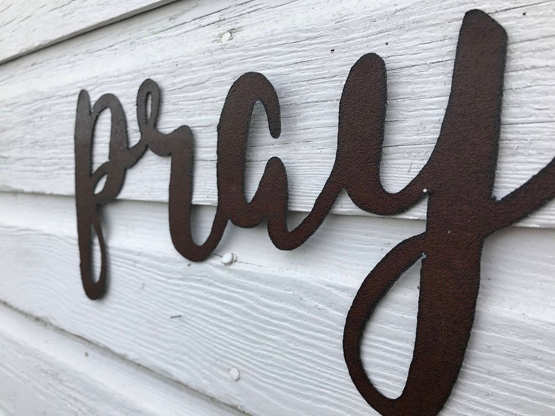 Pray Wall Word, Tin Wall Words, Shabby Farmhouse Decor, Farm Decor ...