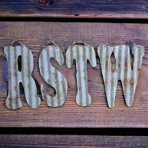 12 Inch Corrugated Tin Letters / Tin Letters A-Z / Rustic Tin Alphabet ...