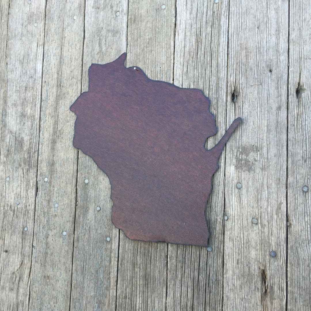 State of Wisconsin, Wisconsin Wall Hanging, Rustic Tin Wisconsin ...