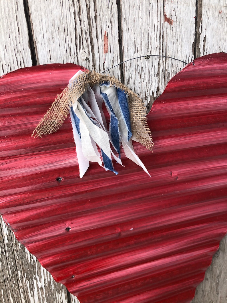 Corrugated Tin Heart / Rustic Tin Heart / Rustic Tin Valentine | Etsy