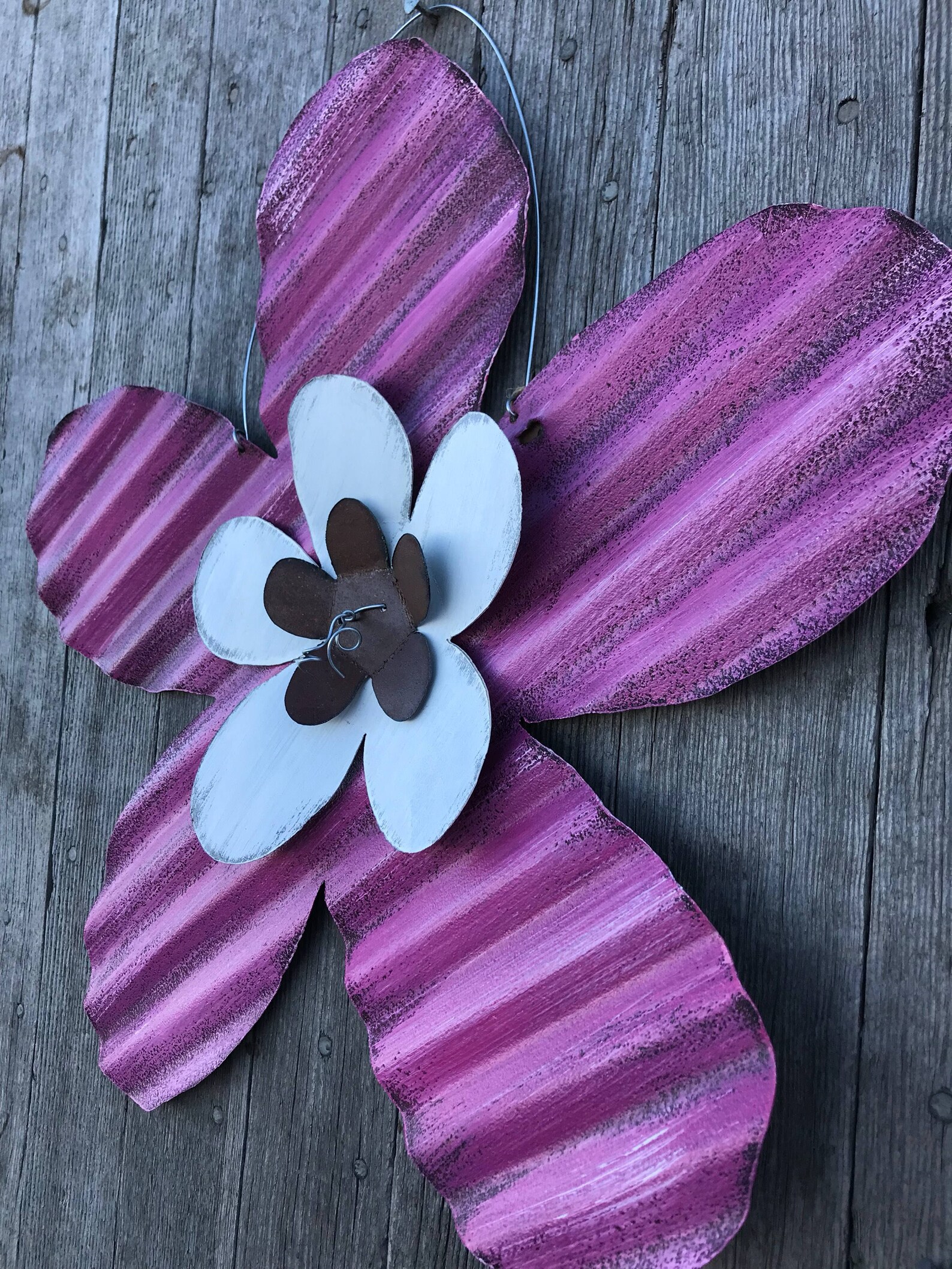 Corrugated tin flower / tin flower / metal flower / rustic tin | Etsy