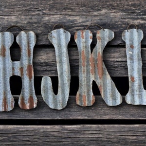 12 Inch Corrugated Tin Letters / Tin Letters A-Z / Rustic Tin Alphabet ...