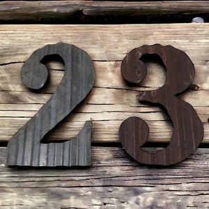 12 Inch Corrugated Tin Numbers / Rusty Tin Numbers / Corrugated Tin ...