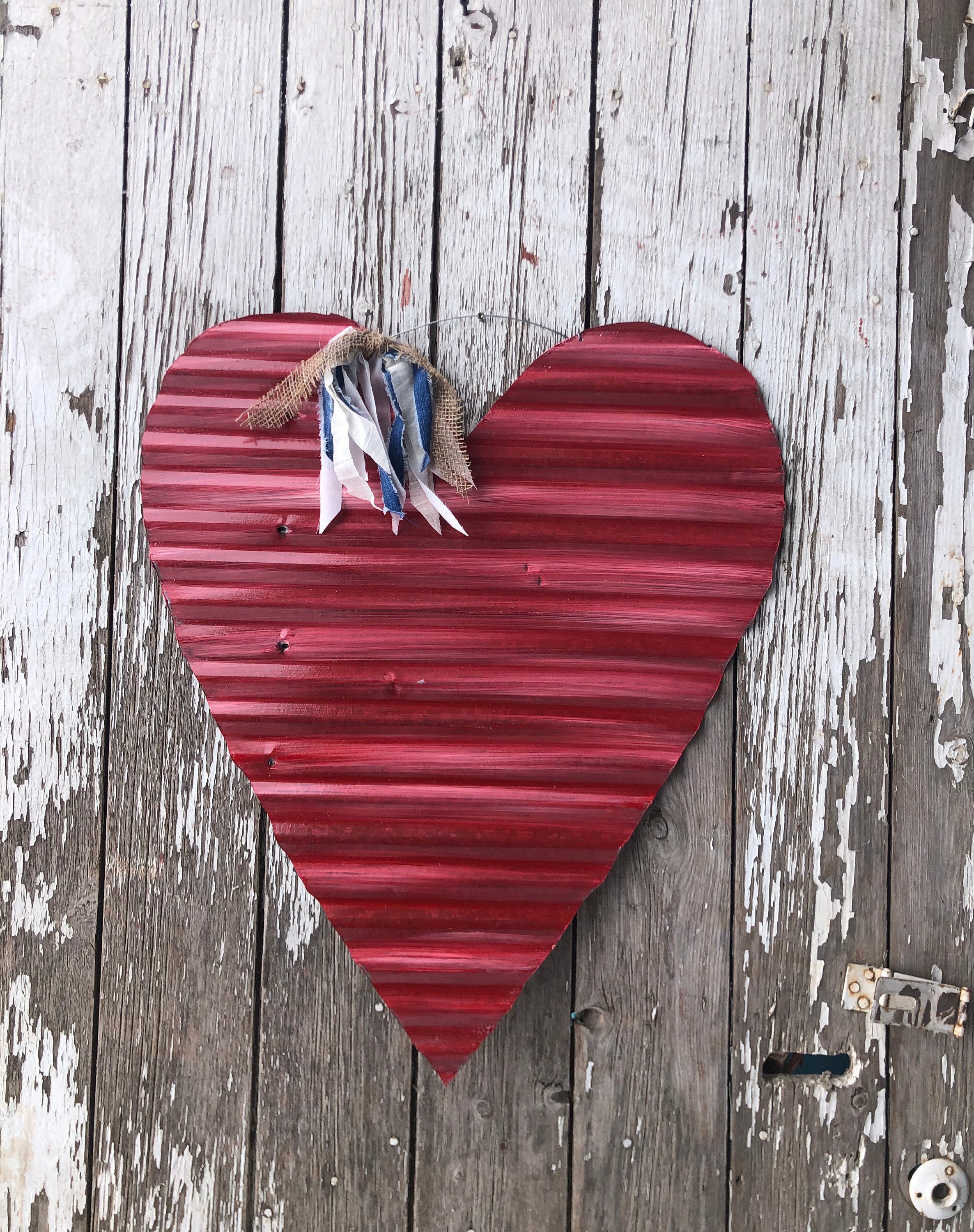 Rustic Red Tin Heart / Red Valentines Heart / Corrugated Tin | Etsy