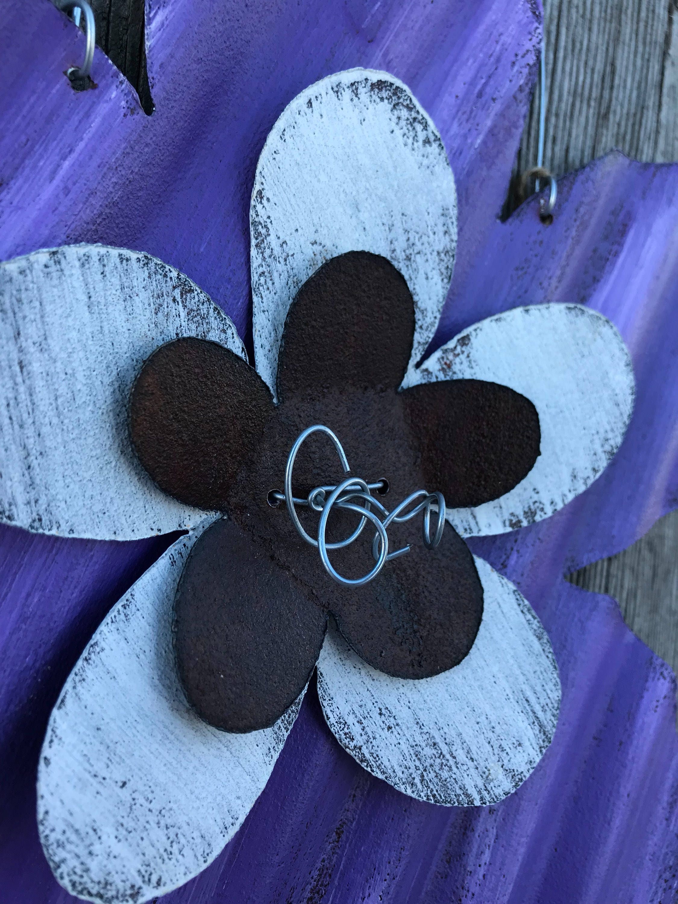 Corrugated Tin Flower / Rustic Tin Flowers / Rustic Tin Garden Decor ...