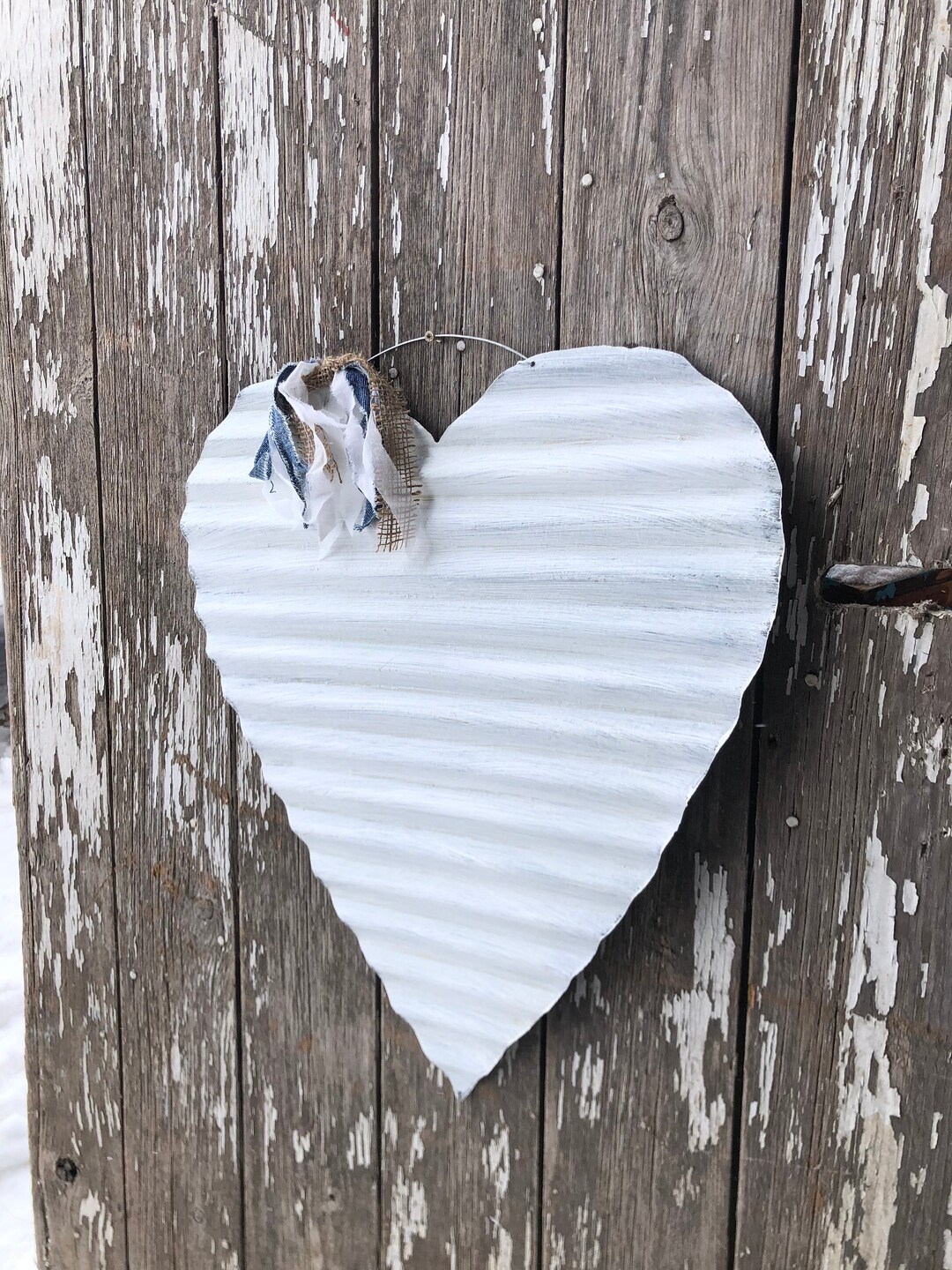 Medium Sized Round Heart, Rustic Tin Heart, Rustic Wedding Decor, Heart ...