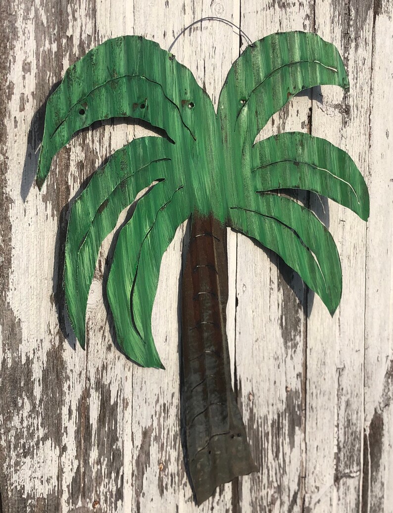 Corrugated tin palm tree / rustic metal palm tree / tin | Etsy