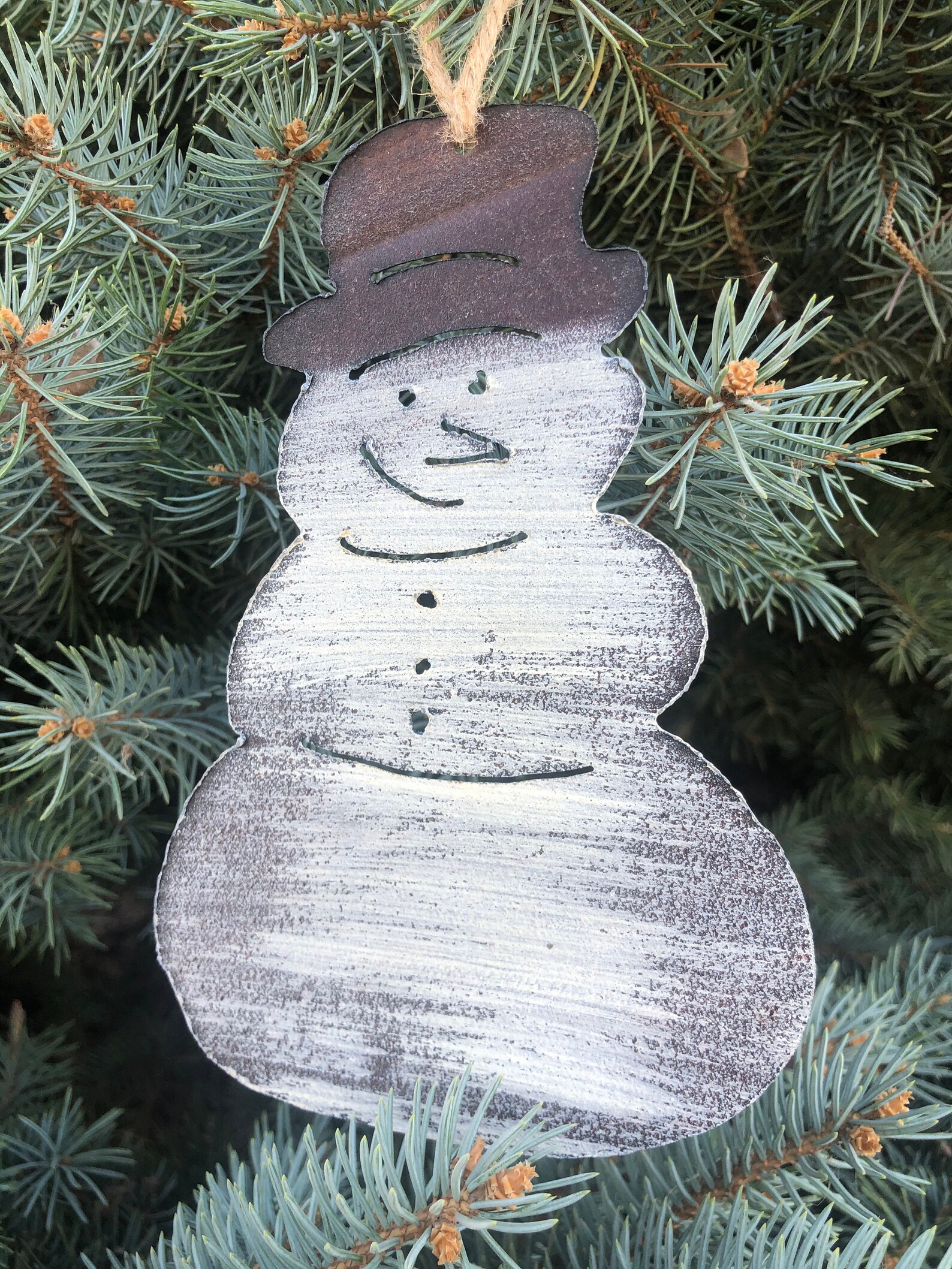 Tin Snowman Ornament / Handmade Christmas Ornaments / Snowman - Etsy