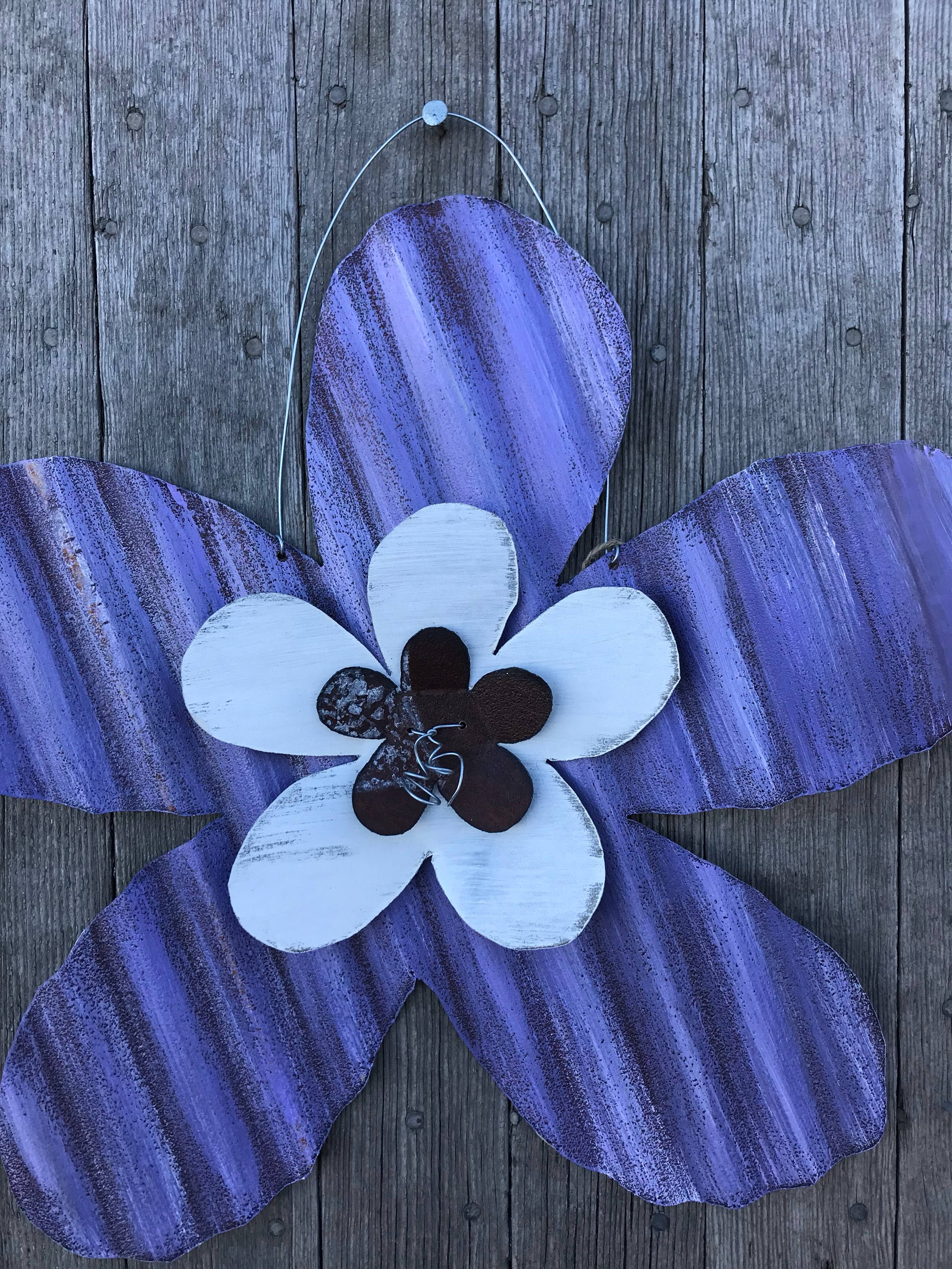 Corrugated Tin Flower / Metal Flower / Rustic Tin Flower / Tin - Etsy