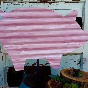 Corrugated Tin Pig / Rustic Tin Pigs / Rustic Tin Farm Decor ...