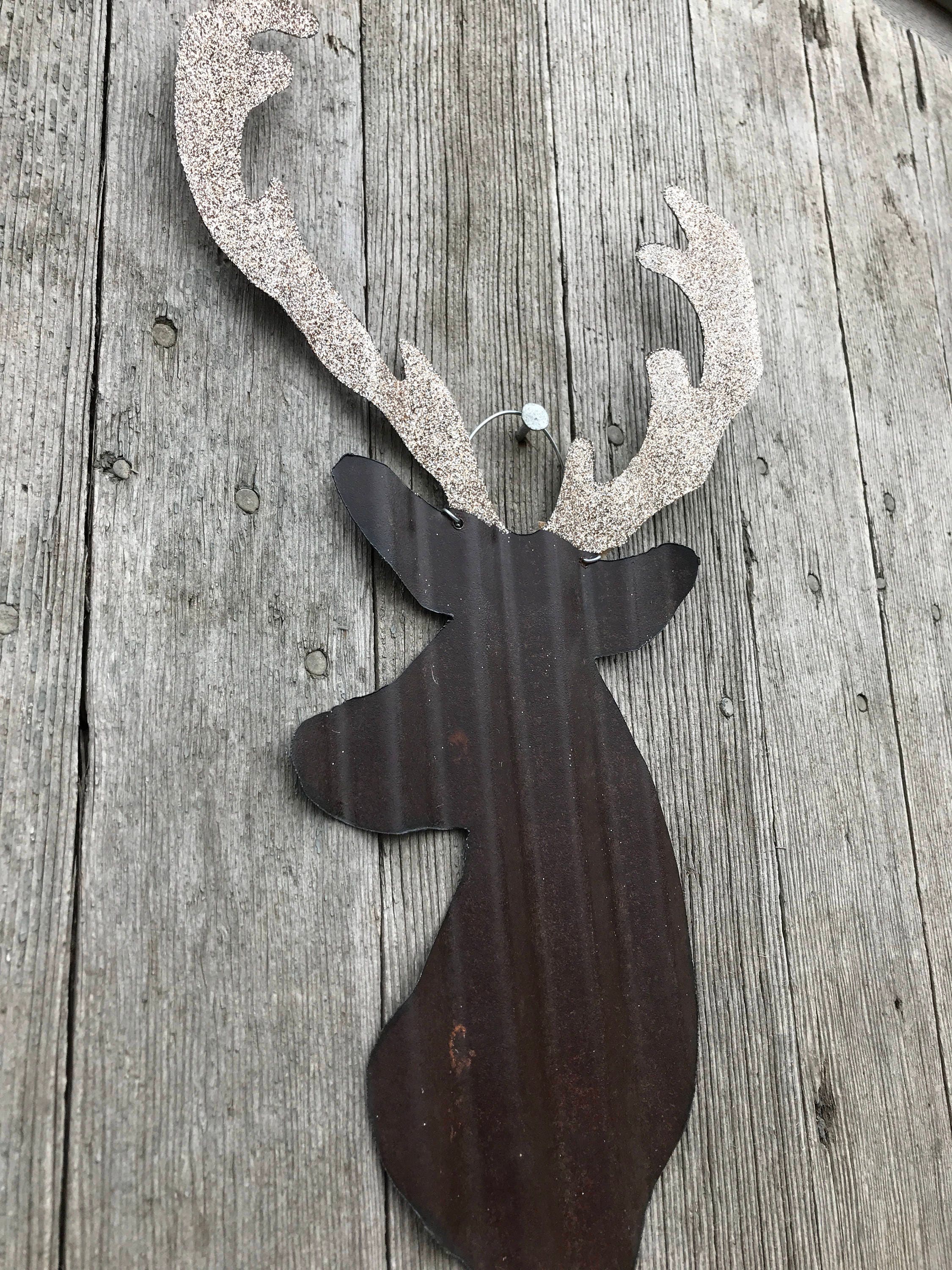 Corrugated Tin Deer Bust / Rustic Tin Hunting Decor / Tin Deer | Etsy