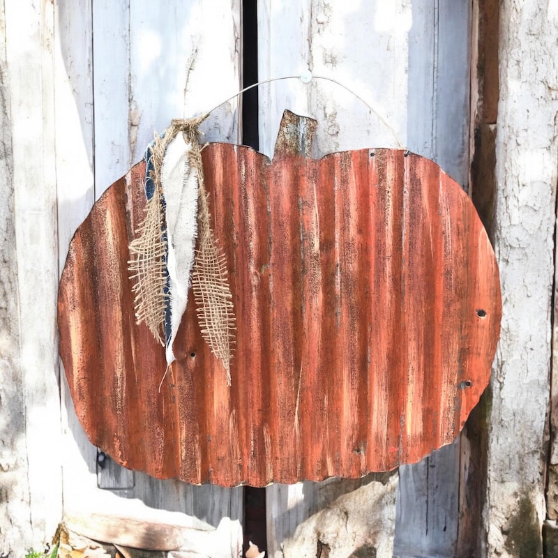 Pumpkin Tin Outdoor Decor - Etsy