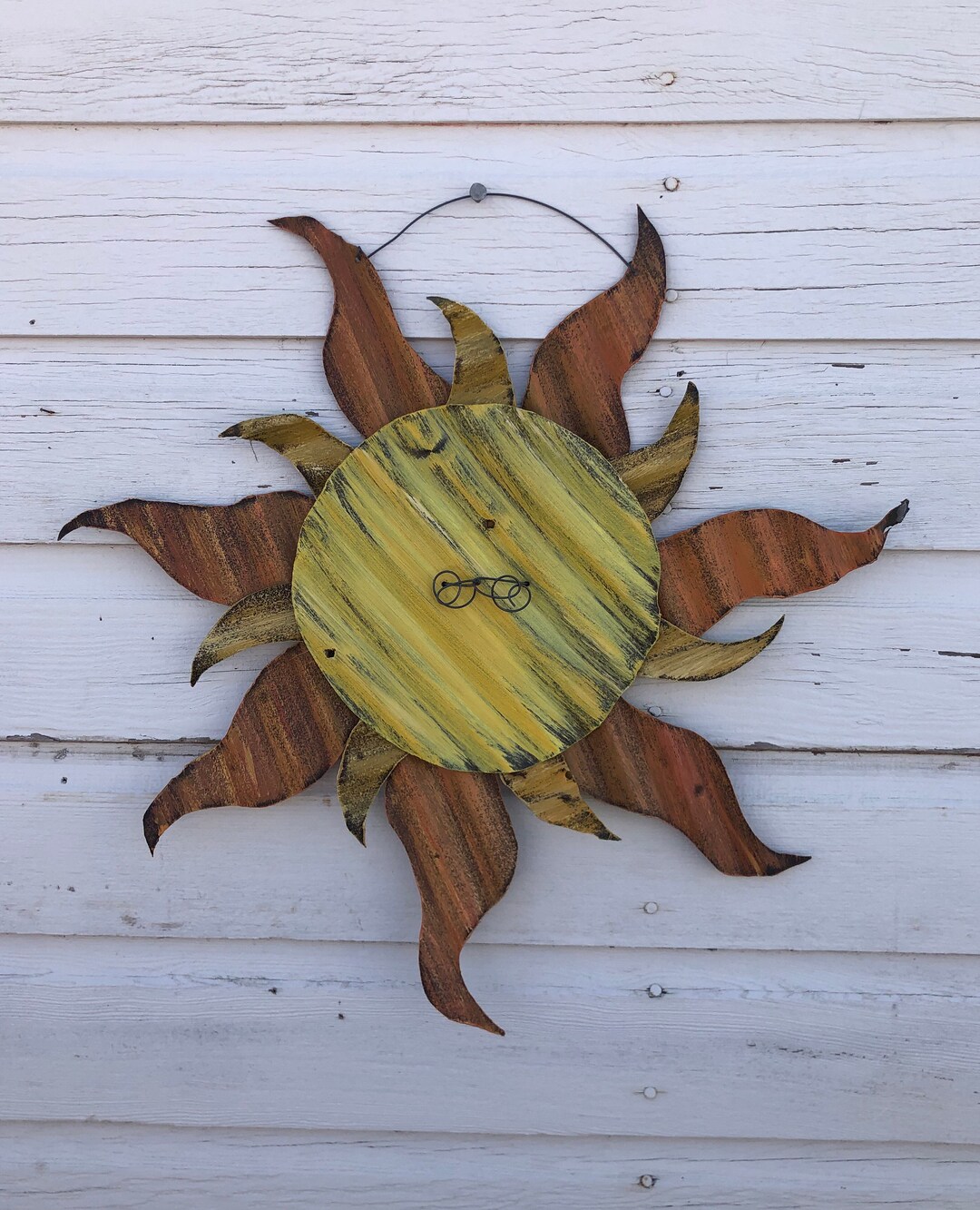 Handmade Corrugated Tin Sun / Handpainted Tin Sun / Metal Sun Decor ...